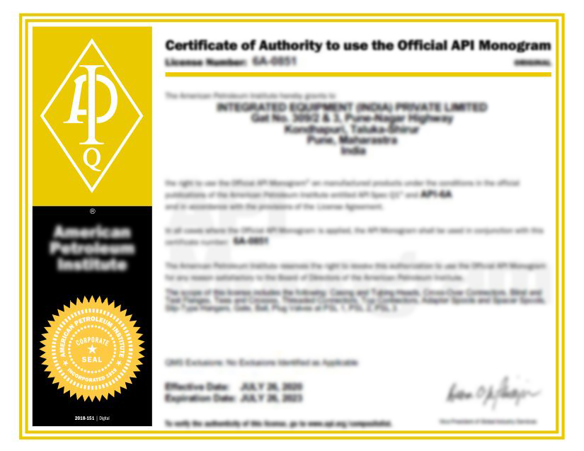 Licenses and Certifications - Integrated Equipment, Inc